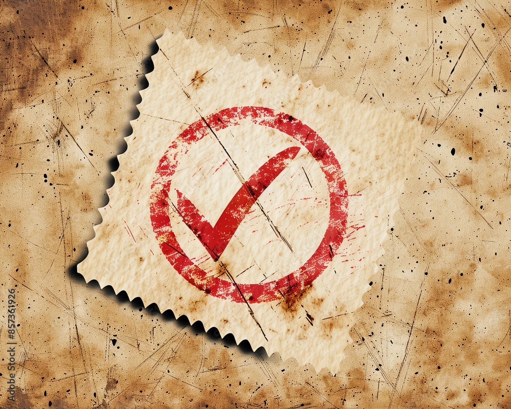 Red CHECKED stamp with checkmark, textured background, Checked, Quality ...