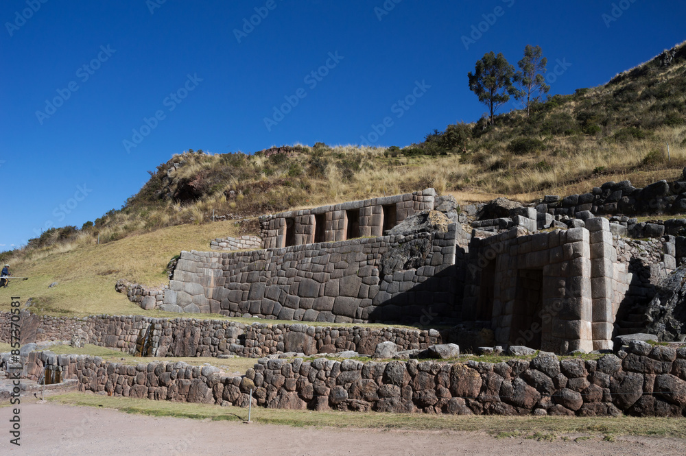 Poster Water fountains built by the Incas called Baths of Tambomachay ...
