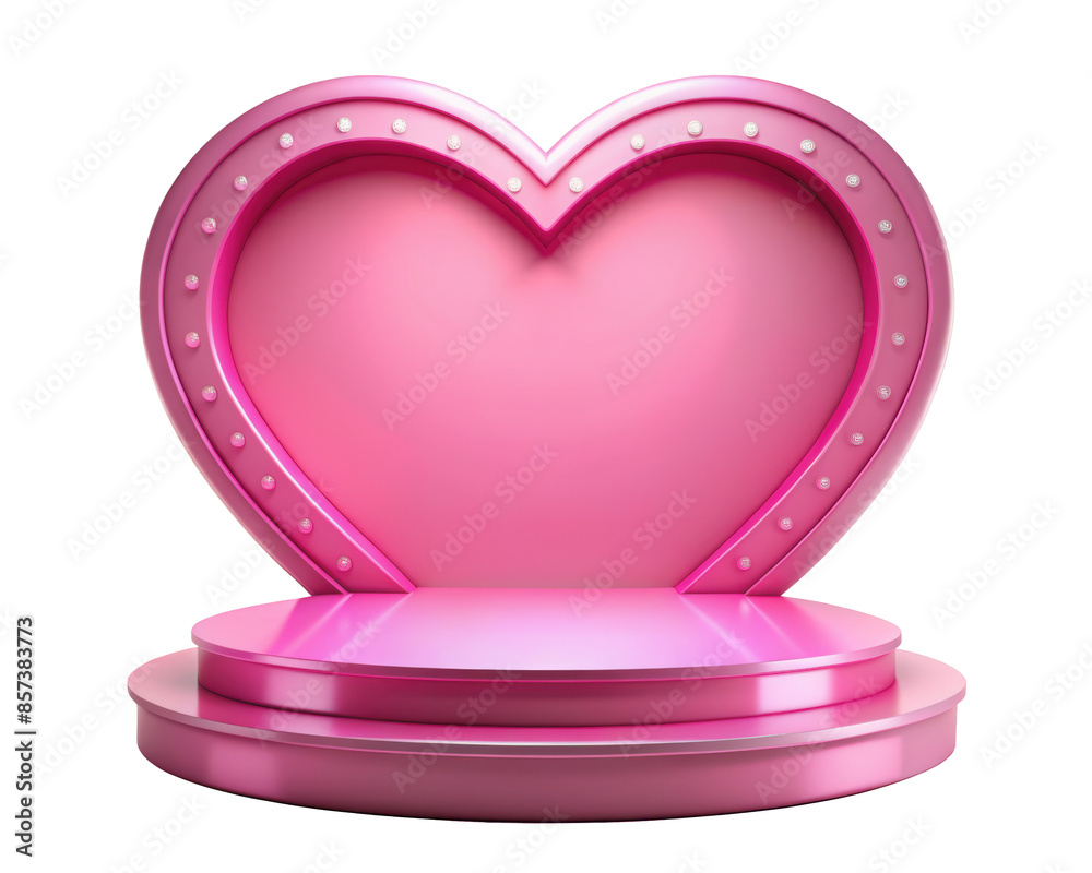 Pink heart display stand with lights, featuring a whimsical and ...