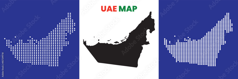 Dotted United Arab Emirates map. Vector geographic map on white and ...