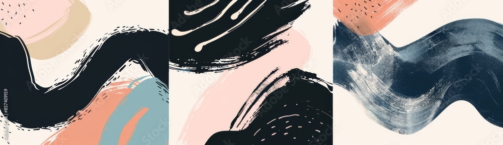The set consists of grainy bold brush strokes with texture. Modern hand ...