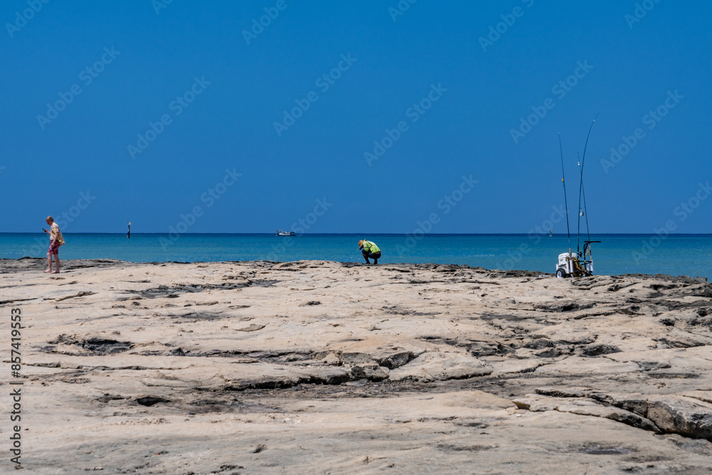 Ko Olina Beach Park, Leeward Coast of Oahu, Honolulu, Hawaii. Beachrock ...
