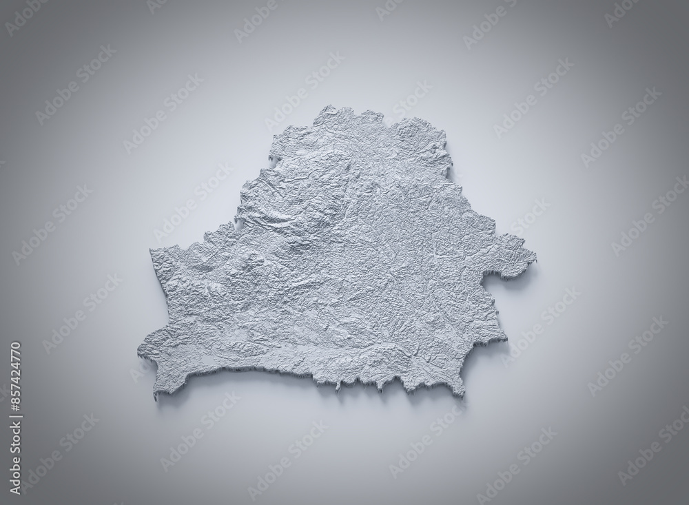 Belarus Map Gray And White Shaded Relief Textured Map On White ...