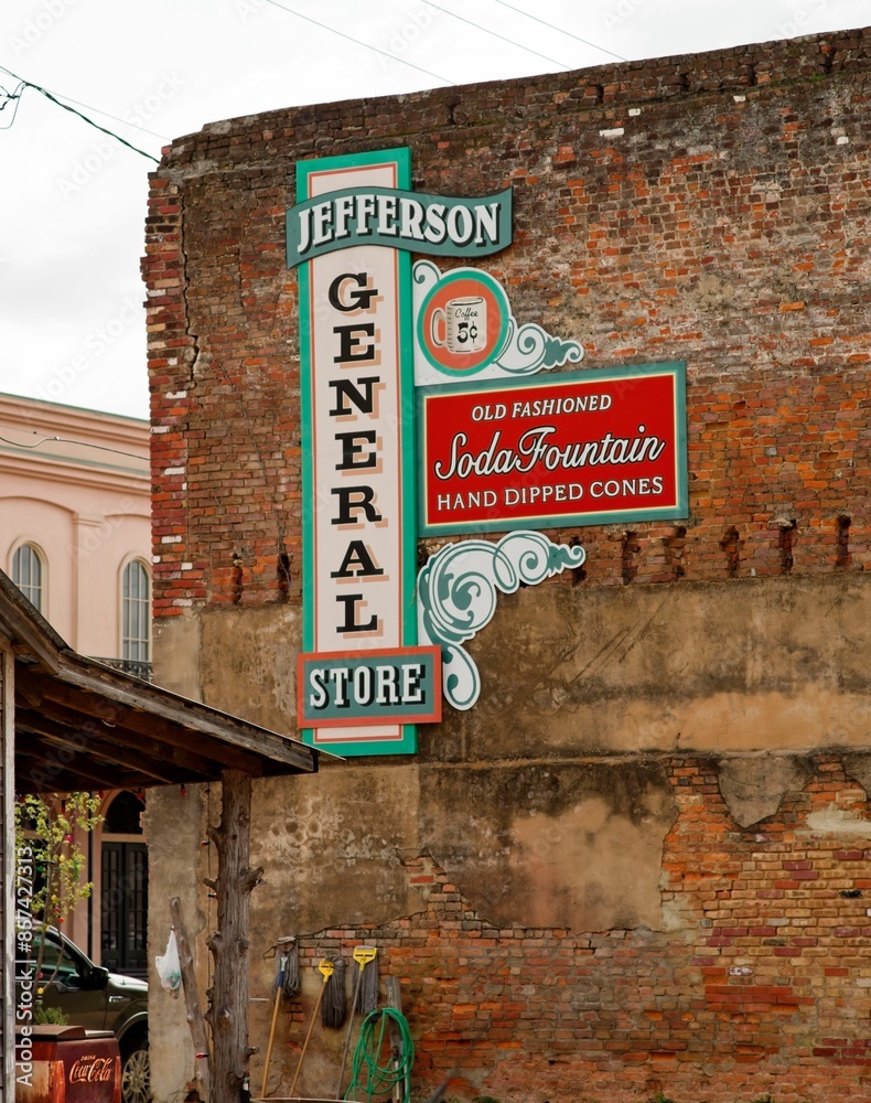 Historic sign for Jefferson General Store attached to the side of an ...