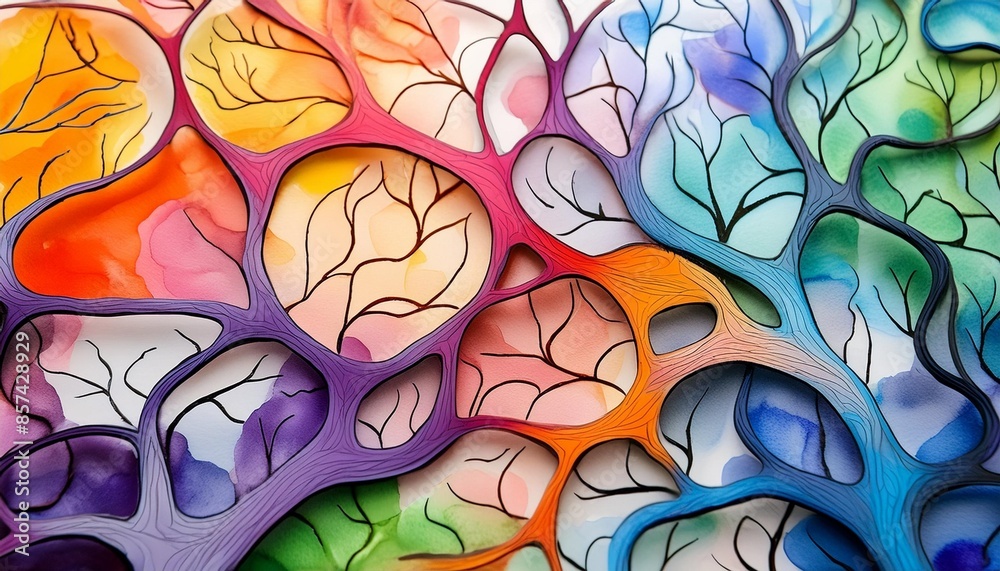 colorful neurographic forms and shapes the dabbing technique near the ...