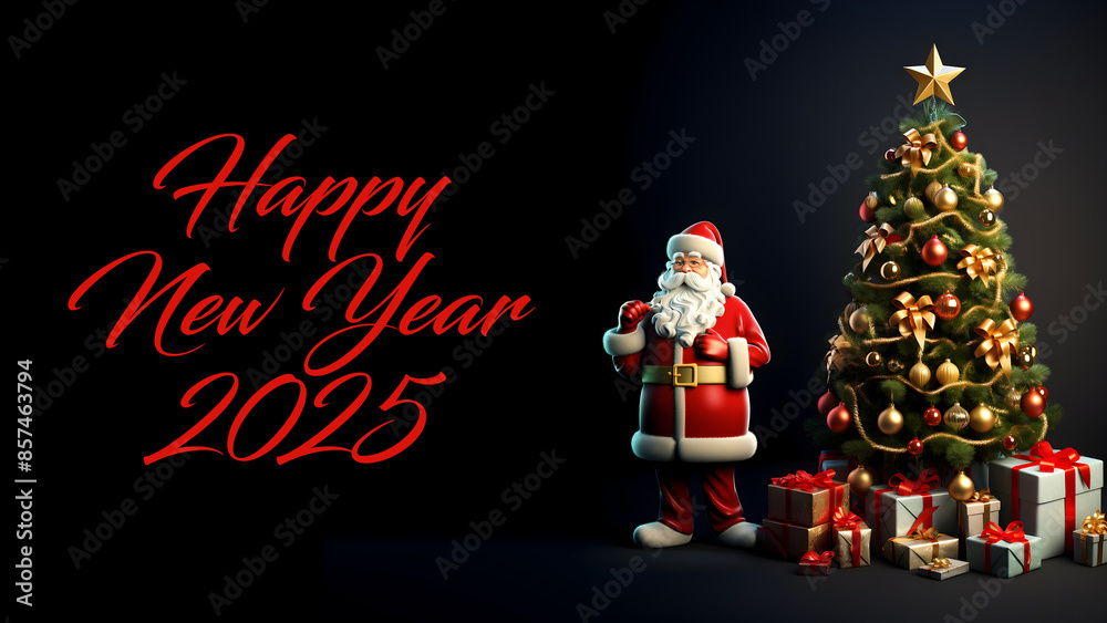 Beautiful card of Santa Claus bringing gifts to a beautiful Christmas ...