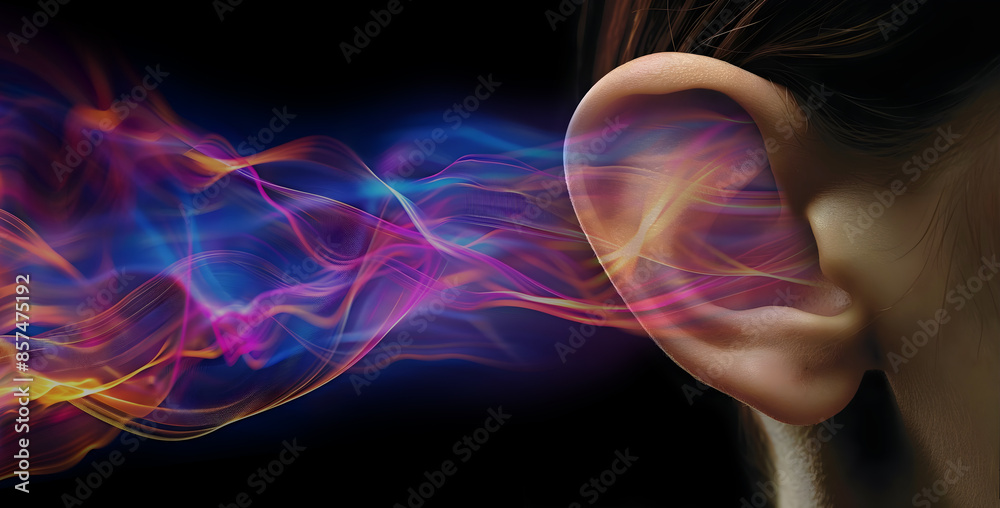 If you could see sound waves - dark background and side view of a ...