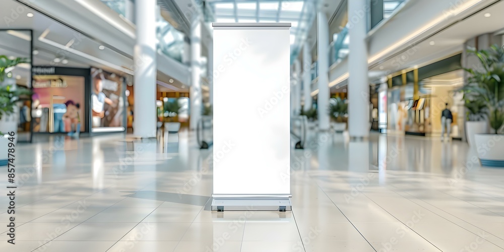 Rollup banner mockup in modern shopping mall setting for realistic ...