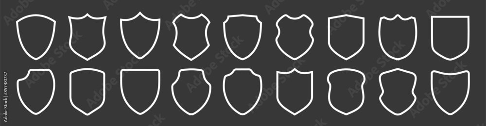 White shields set. Collection of shield signs vector template. Empty ...