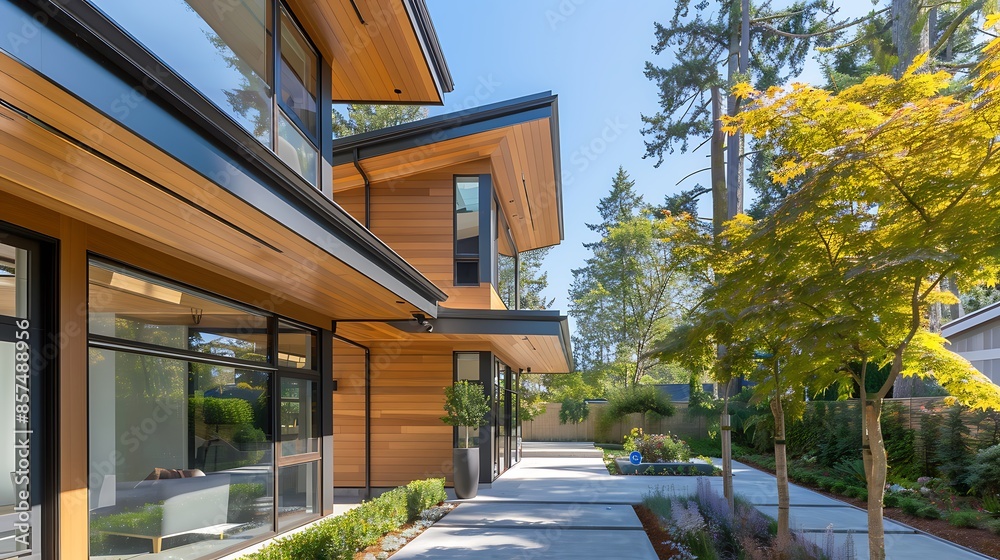 exterior shot of a contemporary home with cedar cladding and hidden ...
