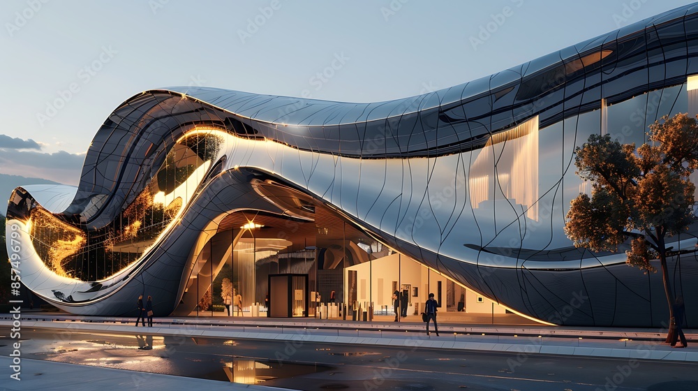 contemporary art museum with an exterior of undulating curves and bold ...