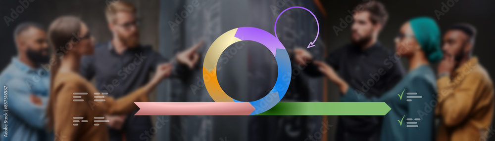 Diagram on blurred background of agile method with virtuous circle ...