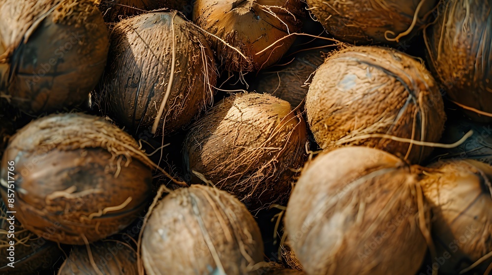 Colorful fruit background. Horizontal wallpaper full of coconuts ...