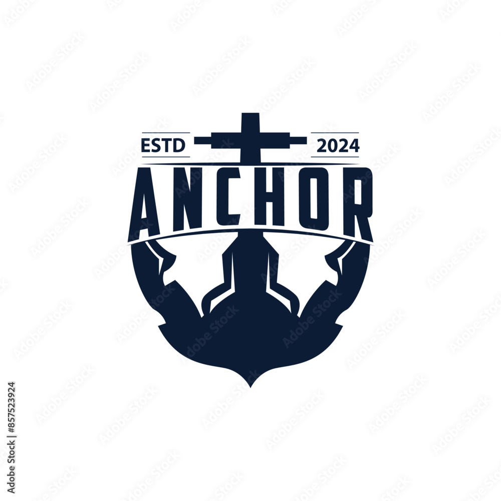 Marine ship vector anchor logo simple minimalist design anchor ...