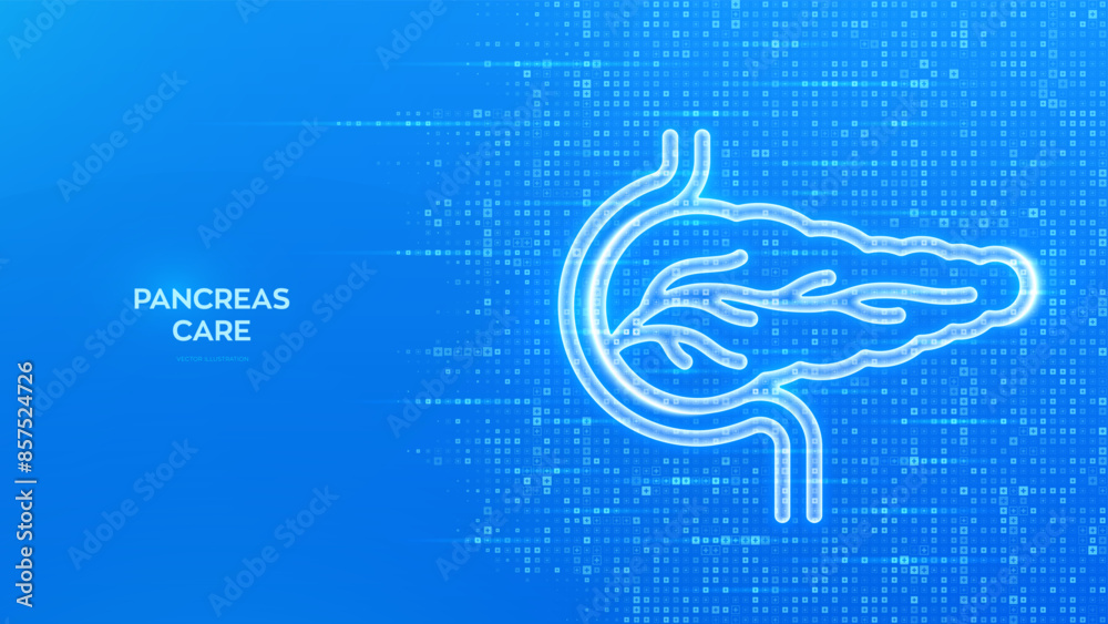 Pancreas icon. Pancreas health, care and protection. Treatment of ...