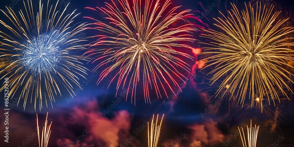A glorious display of fireworks filling the night sky with bright ...