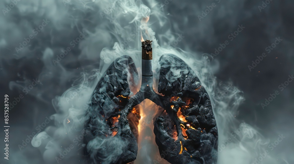 Smoker's lungs, cigarette destroys and poisons human lungs with smoke ...
