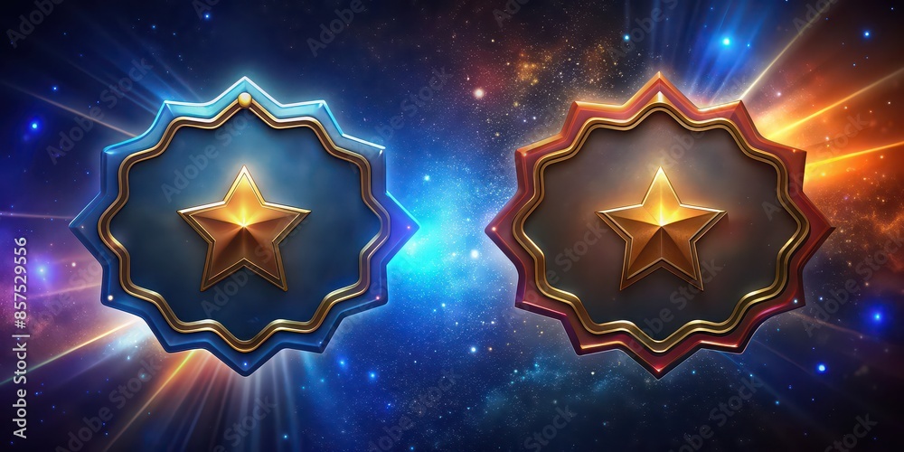 Vintage labels and badges in star shapes for verification and ...