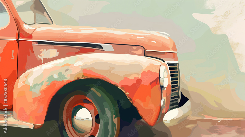 Old rusty car with peeling paint parked under a pale sky Stock ...