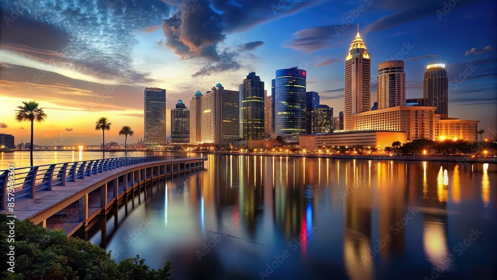 Panoramic skyline view of downtown Tampa, Florida, overlooking ...