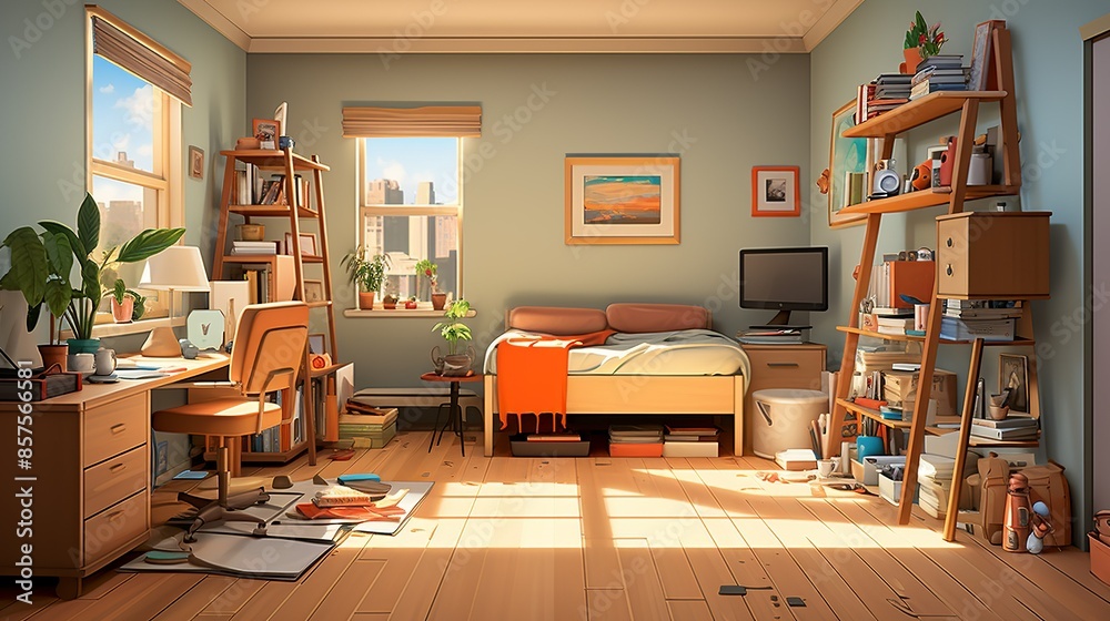 A split image of a messy, disorganized room on one side and a clean, orderly room on the other ...