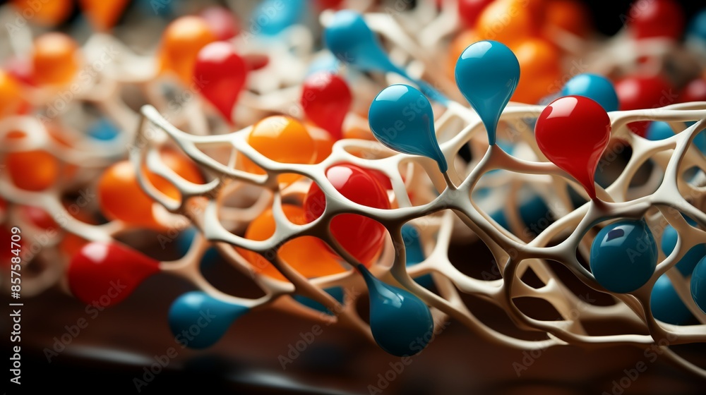 A 3D paper representation of a protein structure with geometric shapes ...