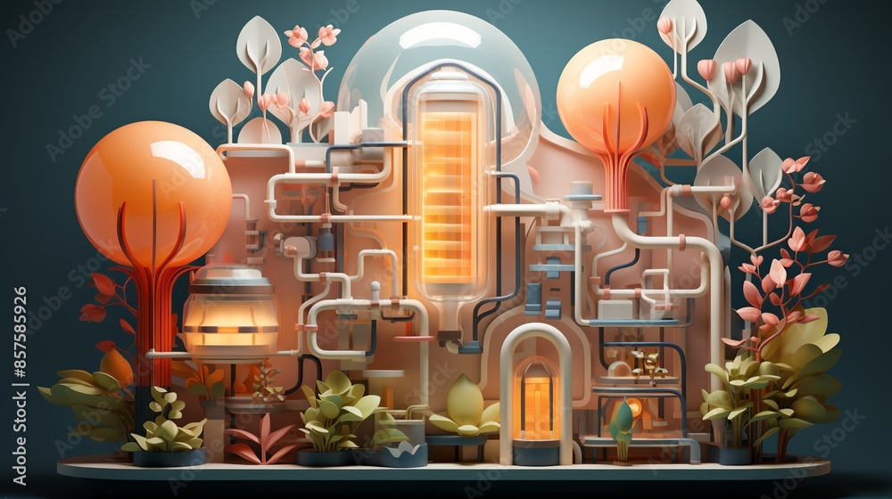 A paper-crafted representation of a bioreactor with geometric shapes ...