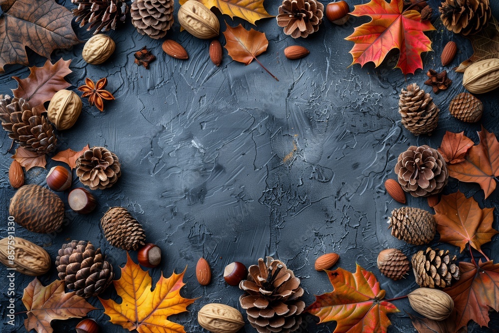 Autumnal Corner Border on Rustic Background Stock Photo | Adobe Stock