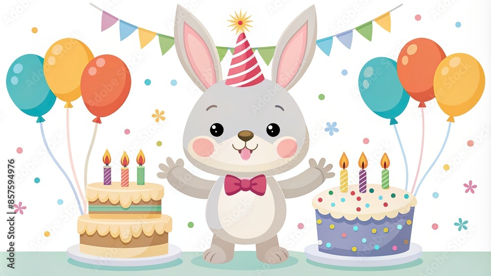 Foto de Happy Birthday bunny clipart with cute and colorful s, bunny ...