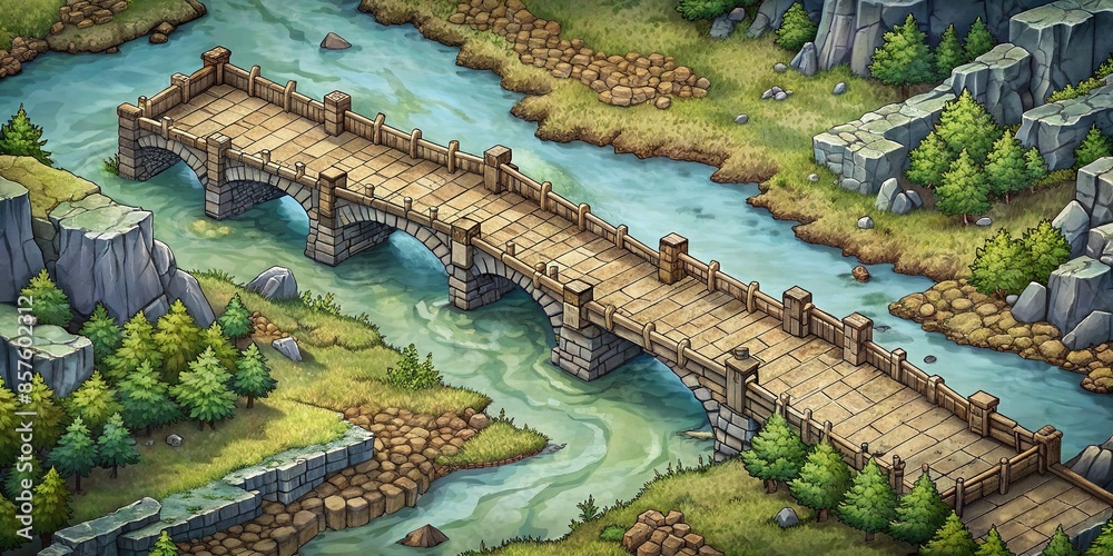 Fantasy battlemap of a broken bridge in a RPG setting , battlemap, RPG ...