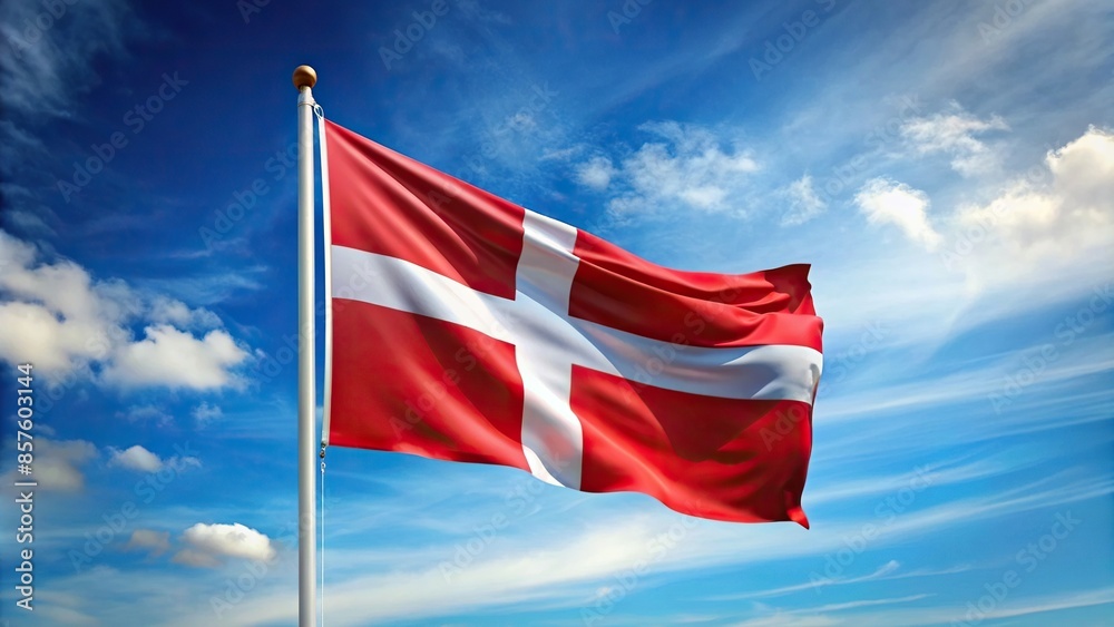 Danish flag flying in the wind, Denmark, flag, Scandinavian, red, white ...