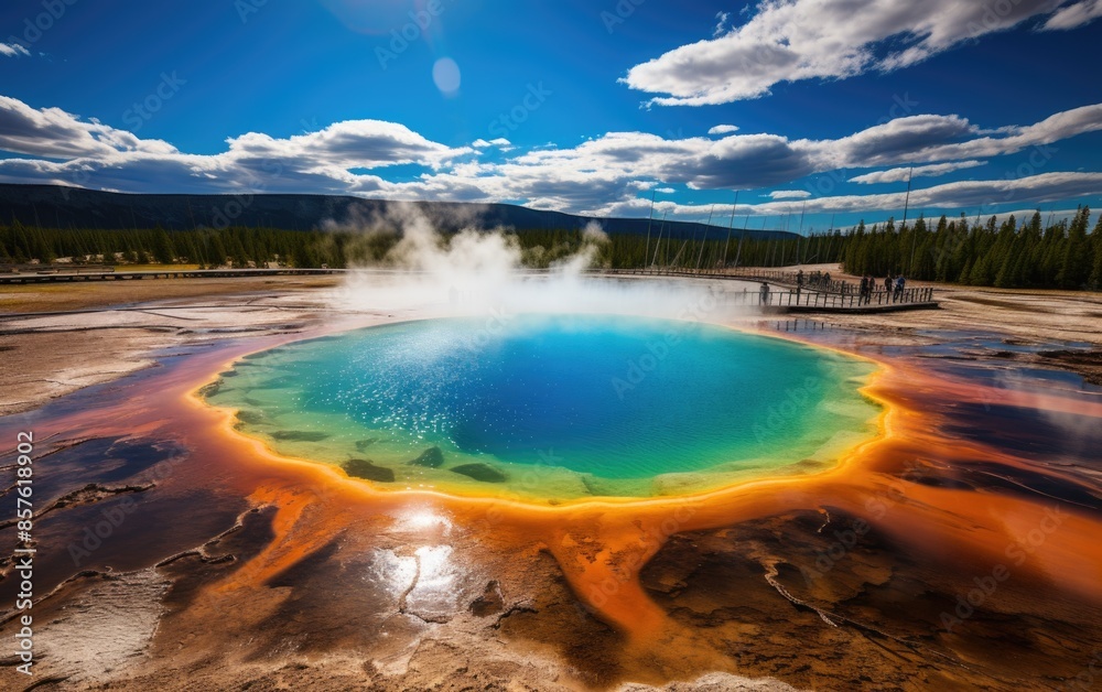 The vibrant colors of the Grand Prismatic Spring in Yellowstone ...