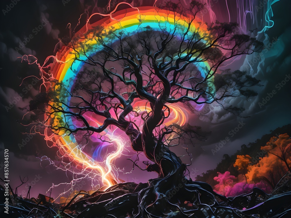 Witness the mesmerizing power of nature as an electrifying neon ...