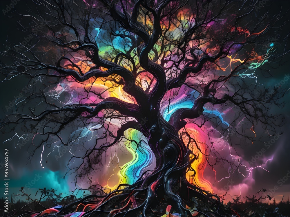 Witness the mesmerizing power of nature as an electrifying neon ...