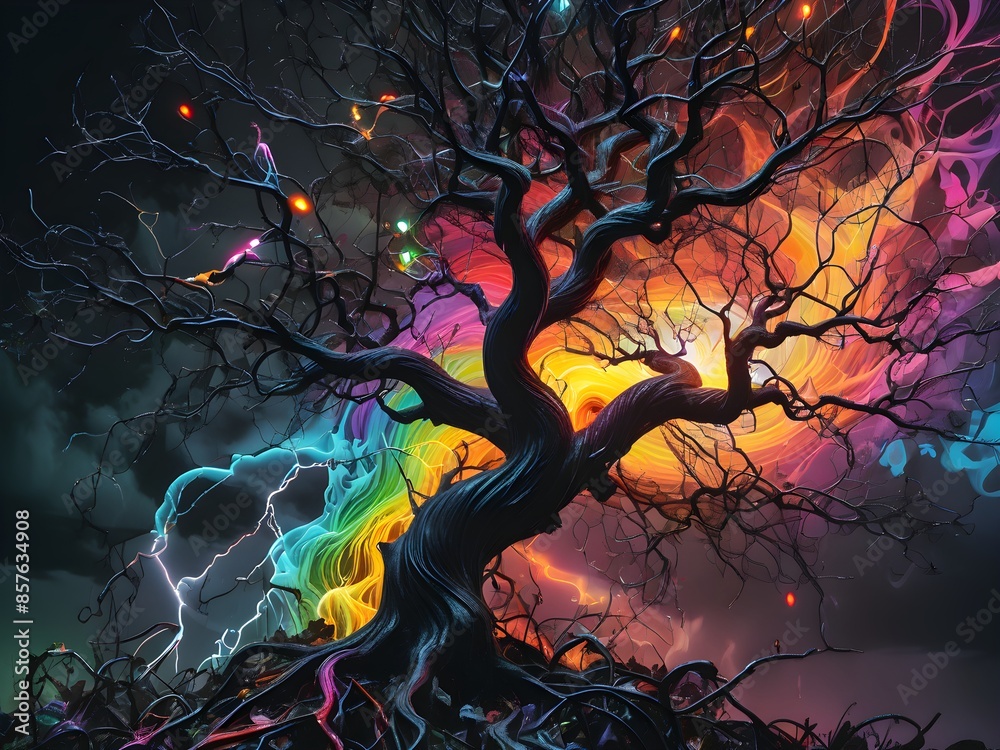 Witness the mesmerizing power of nature as an electrifying neon ...