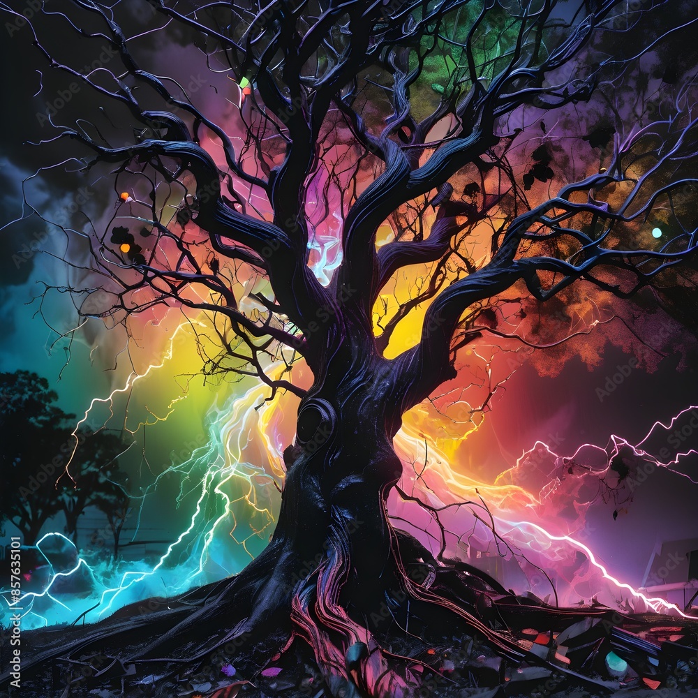 Witness the mesmerizing power of nature as an electrifying neon ...