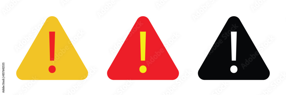 Caution warning signs. Exclamation danger sign. Warnings, attention ... Caution warning signs. Exclamation danger sign. Warnings, attention ...