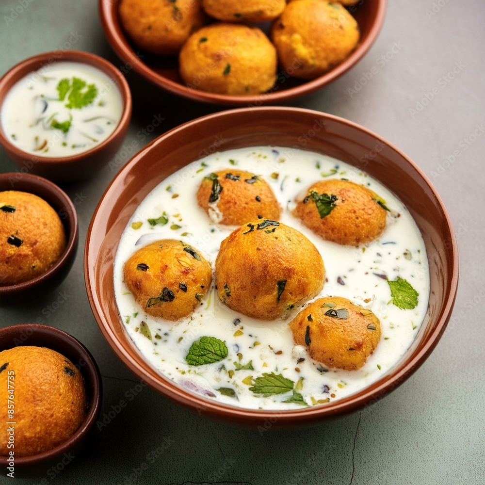 Indian popular food dahi vada also called dahi bhalla, dahi bhalle or ...