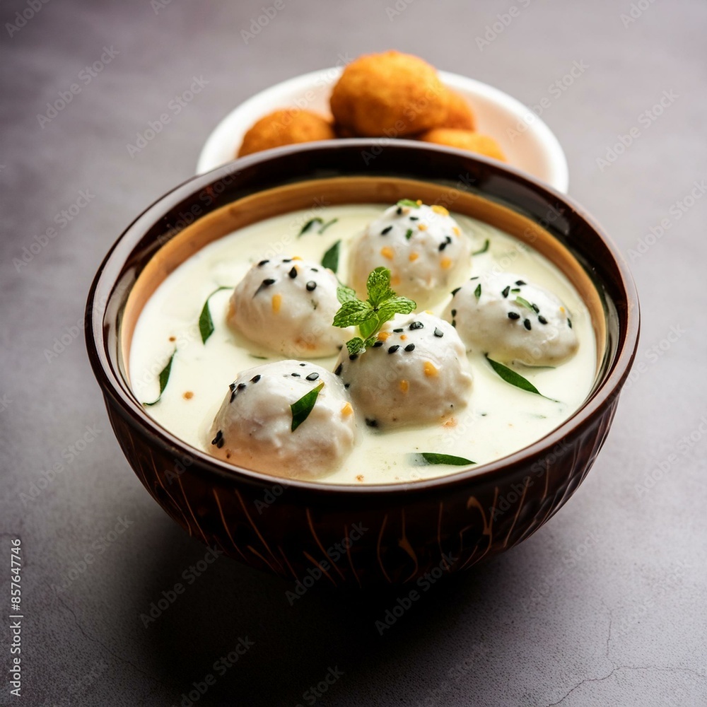 Indian popular food dahi vada also called dahi bhalla, dahi bhalle or ...