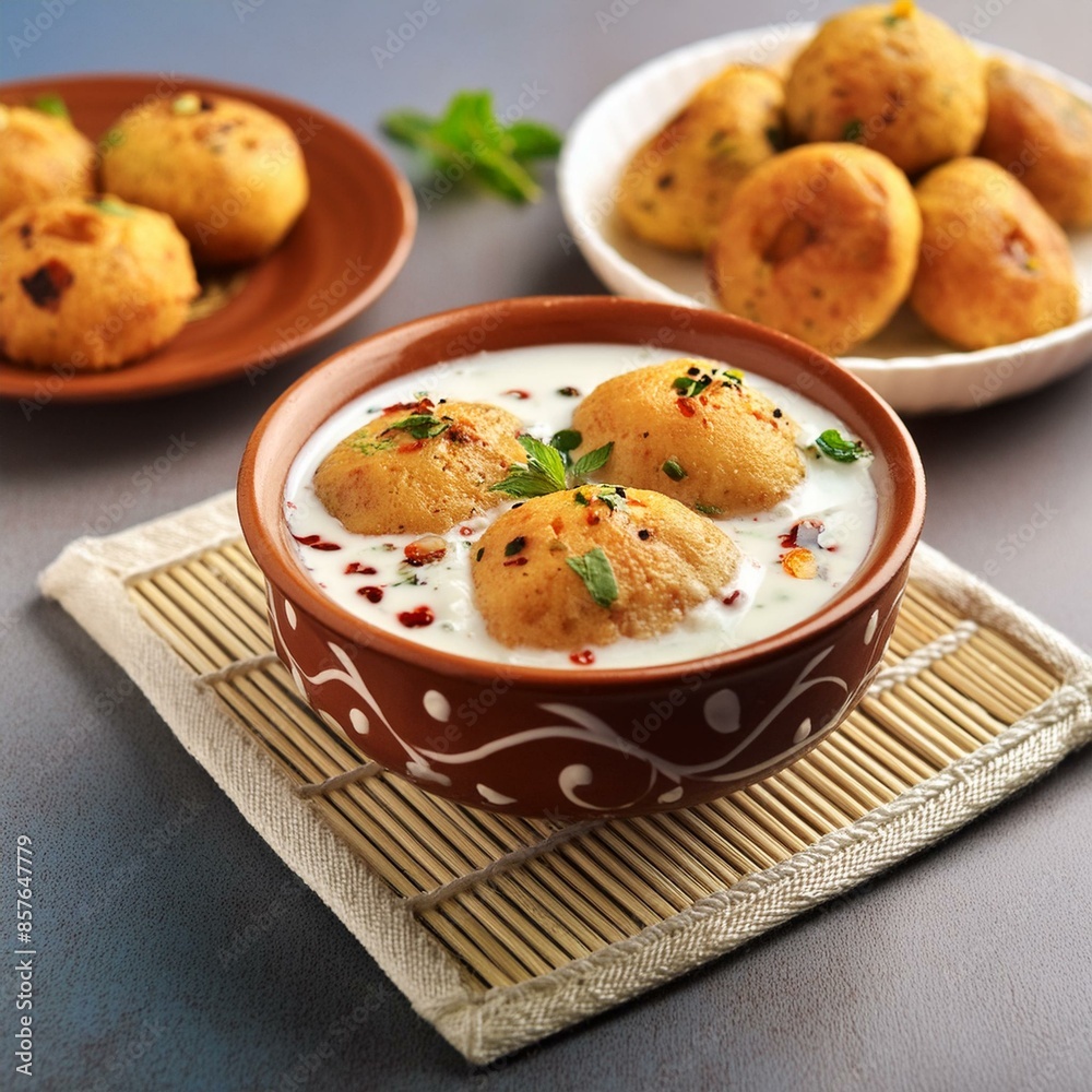Indian popular food dahi vada also called dahi bhalla, dahi bhalle or ...
