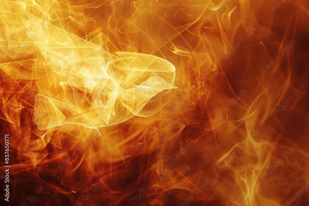 abstract pentecost sunday background with dove and fire created by ...