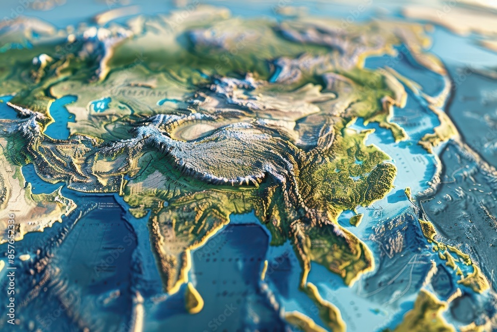 3d physical map of eurasia europe and asia flattened satellite view of ...