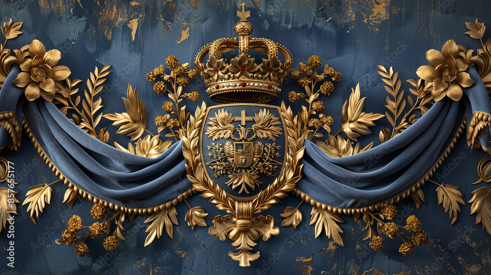 Classic Family Crest Design with Flag Elements in a Premium Color ...