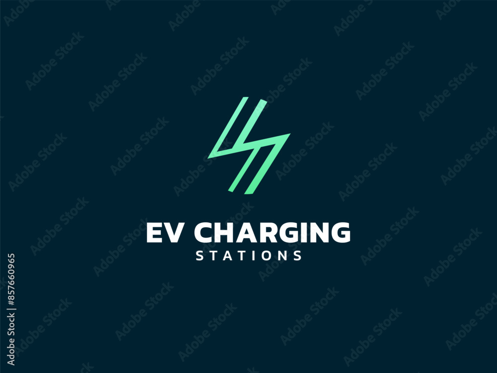 Electric vehicle charging with Lightning Bolt double lines Symbol logo ...