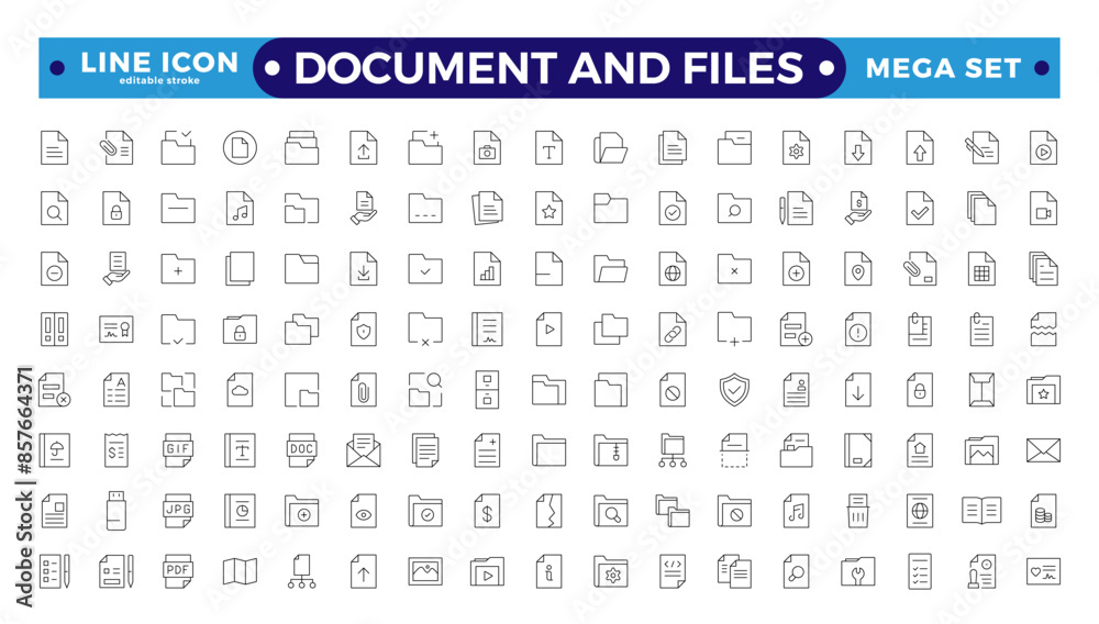 Document outline icon set. Documents symbol collection. Different ...