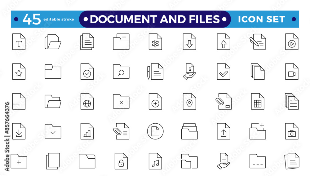 Document outline icon set. Documents symbol collection. Different ...