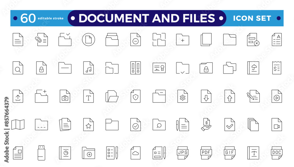 Document outline icon set. Documents symbol collection. Different ...