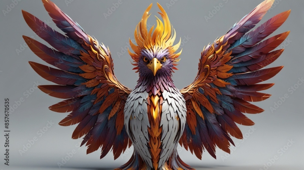 Phoenix bird fantasy abstract magic 3D on tale character illustration ...