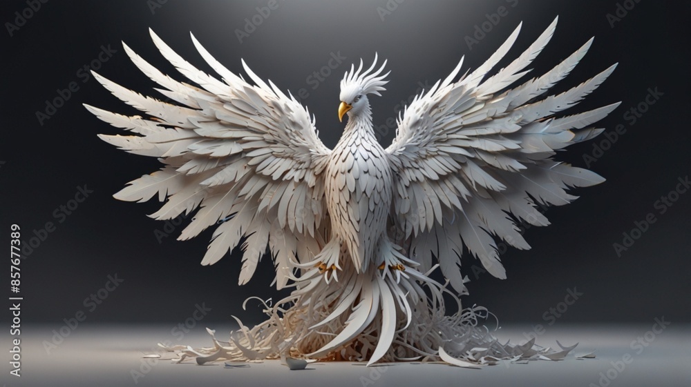 White Phoenix bird abstract magic 3D on tale character illustration ...