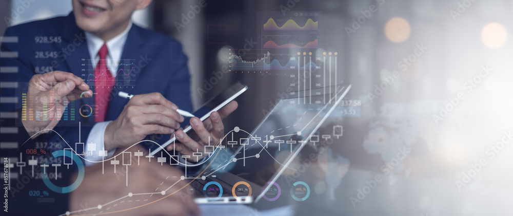 Businesspeople analyze data for business success, business team ...